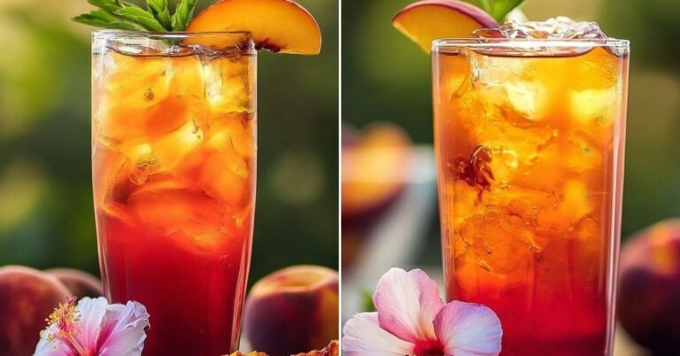 Healthy Drinks Recipes Peach Hibiscus Sunset Tea