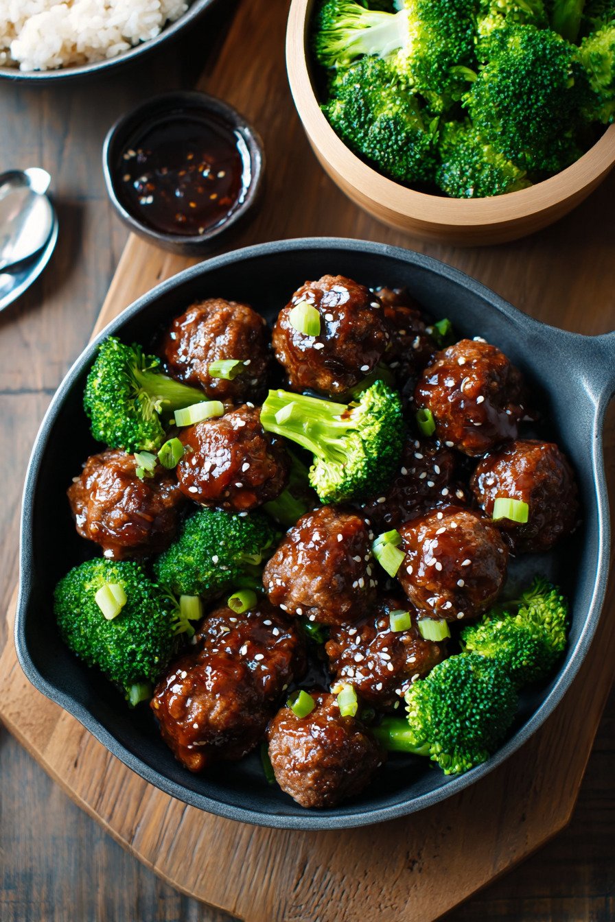Meatballs Recipe Sticky Mongolian Meatballs And Broccoli